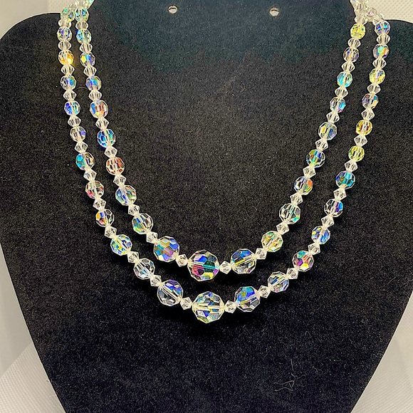 Jewelry | Vintage Ab Crystal Double Strand Necklace Vintage | Poshmark